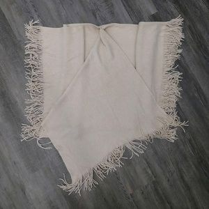 Sweaters | Champagne With Gold Thread Winter Fringed Cape | Poshmark